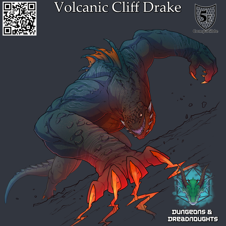 3D Printable The Volcanic Cliff Drake - 5e Stats/ Monster / Custom Item Card Included by ...